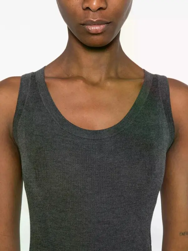 IVORY PARIS Ribbed Sleeveless Scoop Neck Tank Top