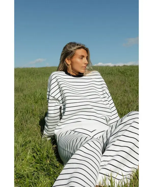 French Connection Marley Striped Sweater - White/marine