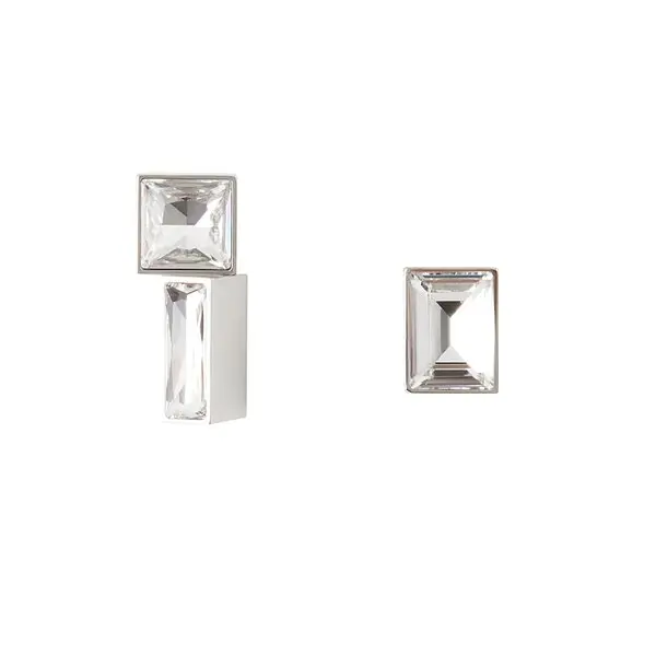 LANVIN Rythmique Asymmetrical Crystal Clip-on Earrings - Silver.