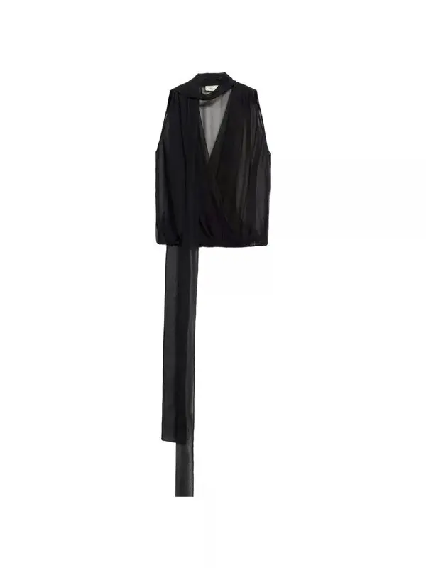 Blumarine Georgette Sash Top - Black