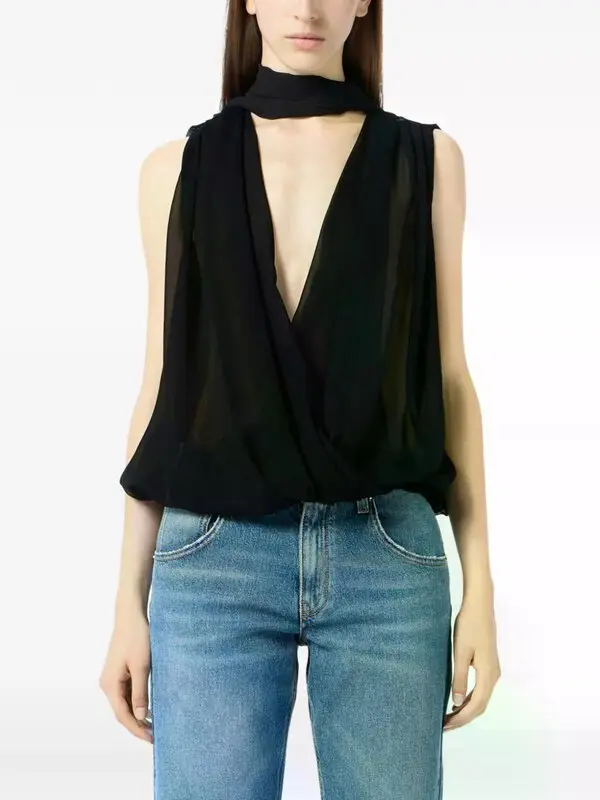 Blumarine Georgette Sash Top - Black