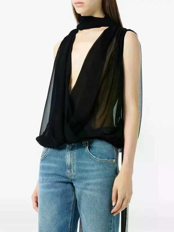 Blumarine Georgette Sash Top - Black
