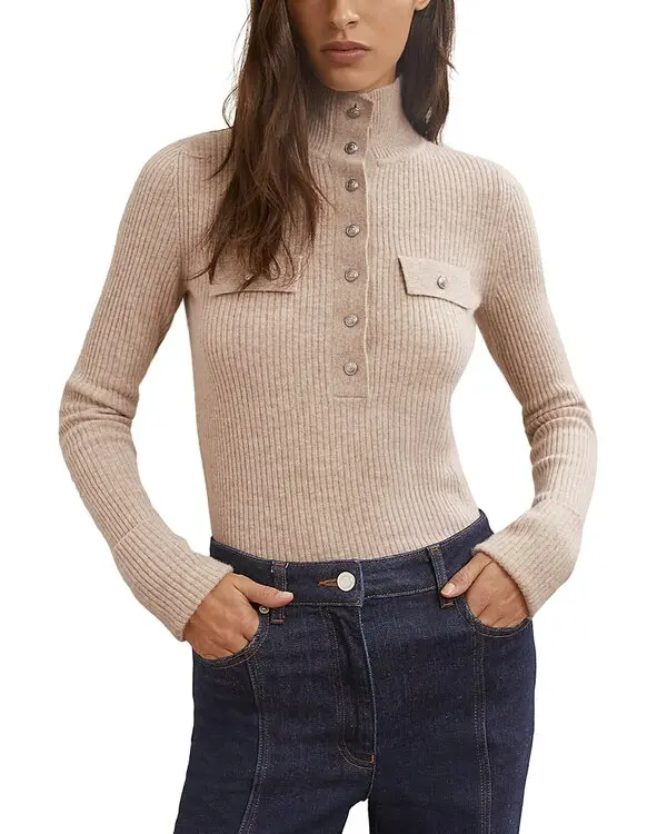 REISS Elly Rib Knit Wool Sweater - Neutral