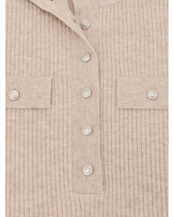 REISS Elly Rib Knit Wool Sweater - Neutral