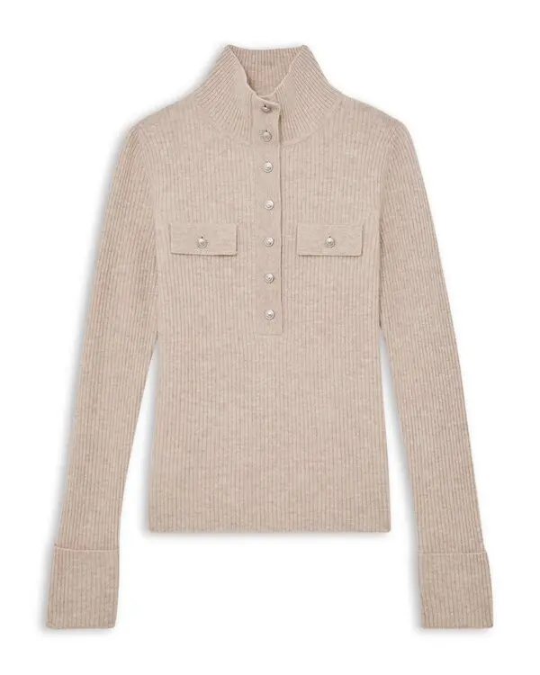 REISS Elly Rib Knit Wool Sweater - Neutral