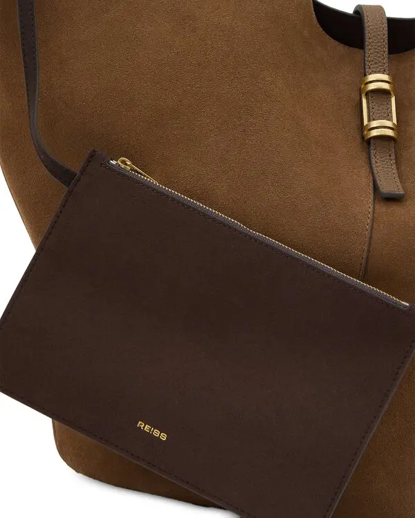 REISS Lyra Suede Leather Tote
