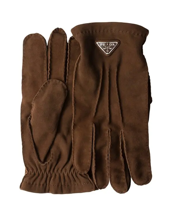 Prada Suede Gloves - Brown