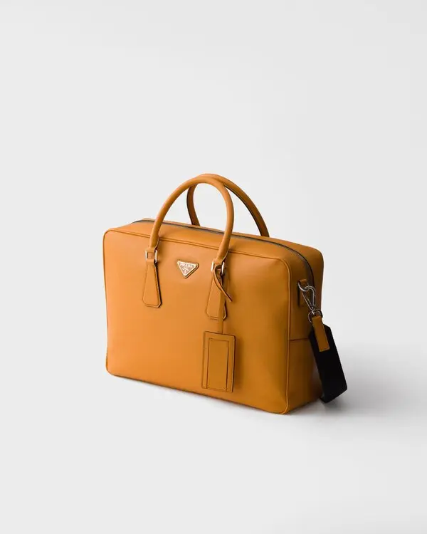 Prada Saffiano Leather Briefcase - Orange