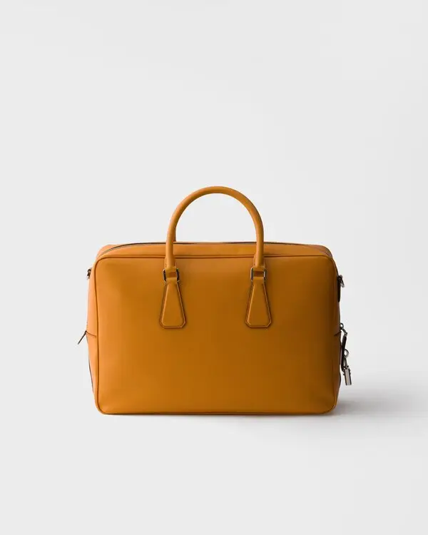 Prada Saffiano Leather Briefcase - Orange