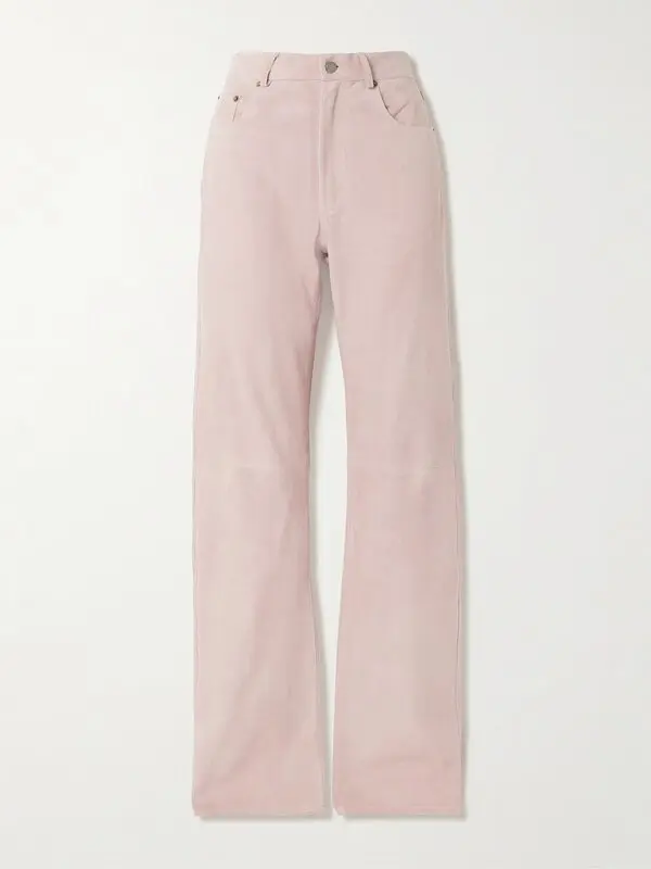 HAIKURE Star-paneled Suede Straight-leg Pants - Pink