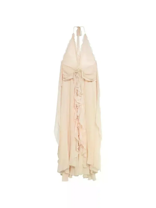 Blumarine Ruffled Flower Long Dress - Neutrals