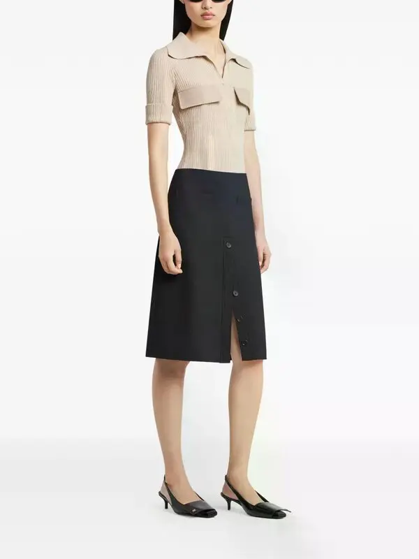 COURREGES Ribbed Flap-pocket Polo Top