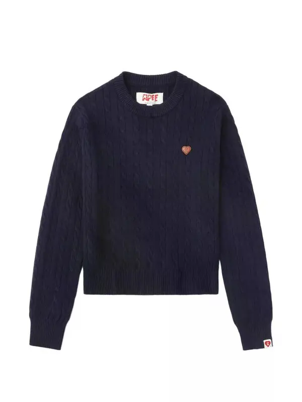 A BATHING APE Cable Knit Patch Sweater - Blue