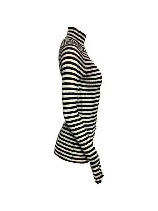Khaite Striped Ribbed Turtleneck Sweater