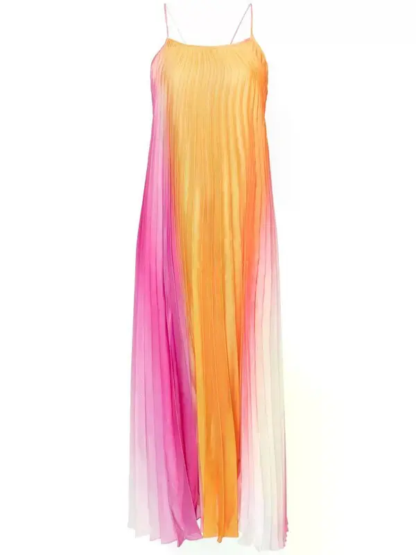 Sandro Plissé Midi Dress - Orange