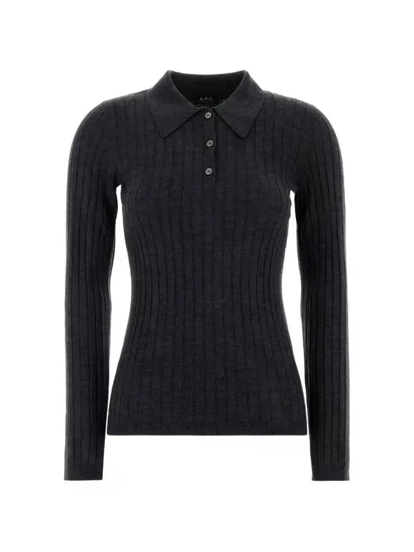 A.p.c. Ribbed Knit Polo Top