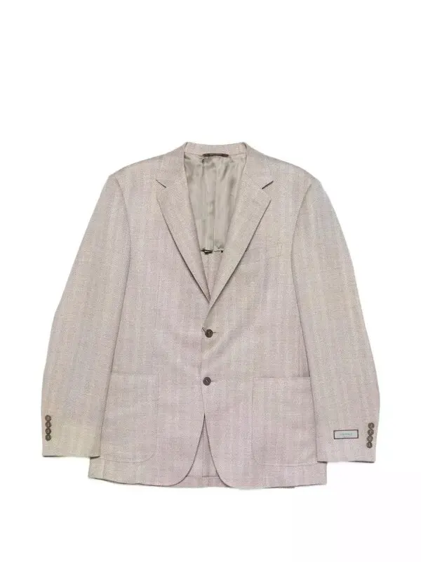 Canali Button Herringbone Blazer - Neutrals