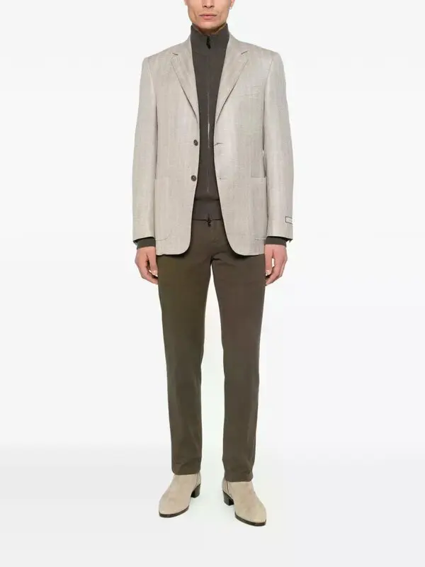 Canali Button Herringbone Blazer - Neutrals