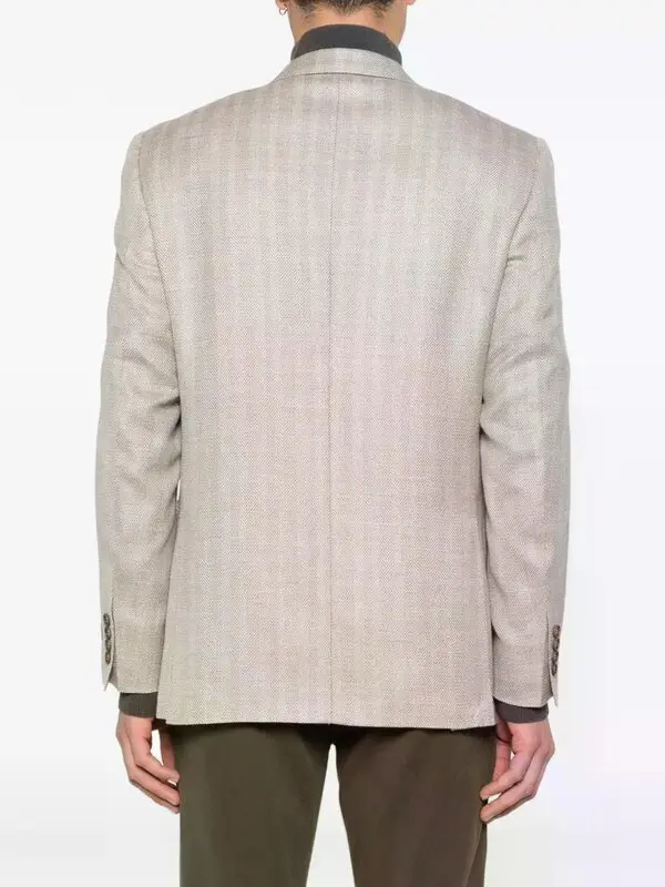 Canali Button Herringbone Blazer - Neutrals