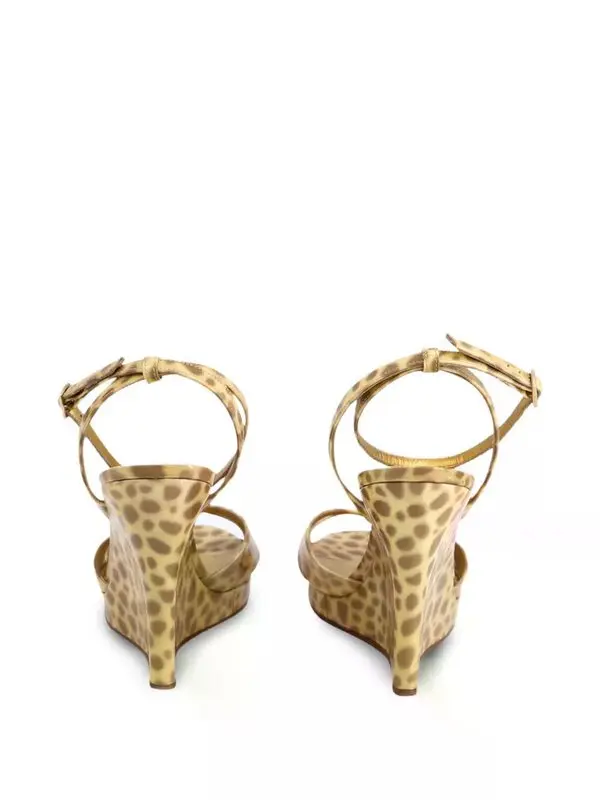 Kate Spade New York Ocelot Print Wedge Sandals With Gold-tone Ankle Strap