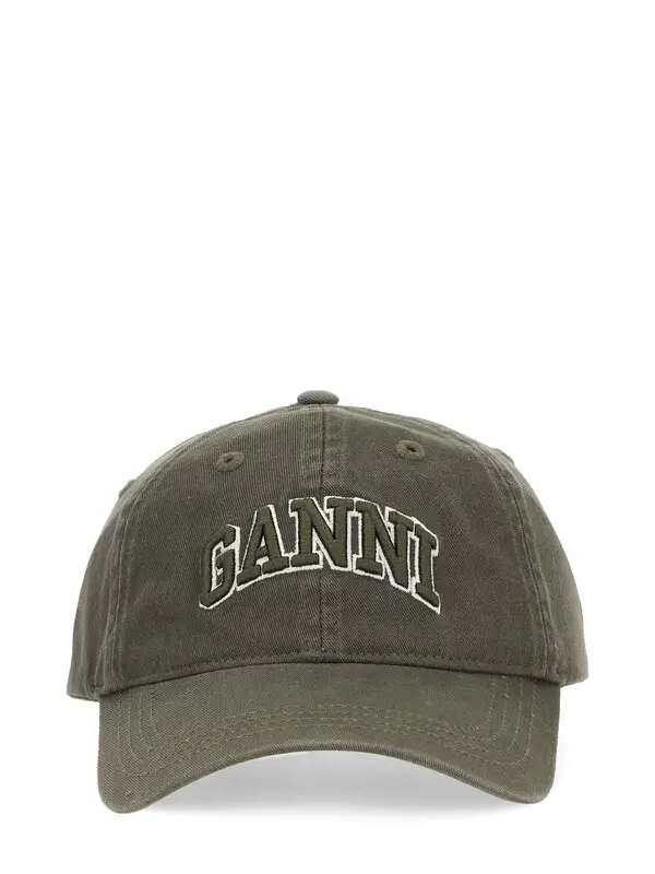 GANNI Baseball Cap With Logo - Charcoal
