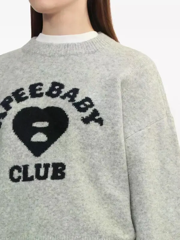 A BATHING APE Graphic Crew Neck Sweater - Grey