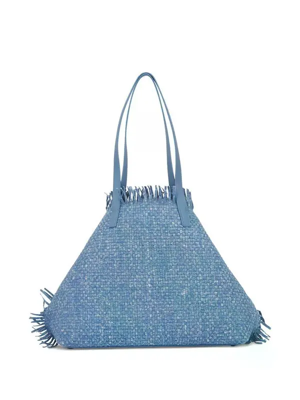 Akris Medium Fringed-edges Woven Tote Bag