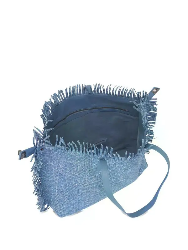 Akris Medium Fringed-edges Woven Tote Bag