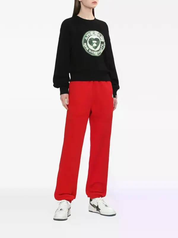 A BATHING APE Round Camo Heart-print Sweatshirt