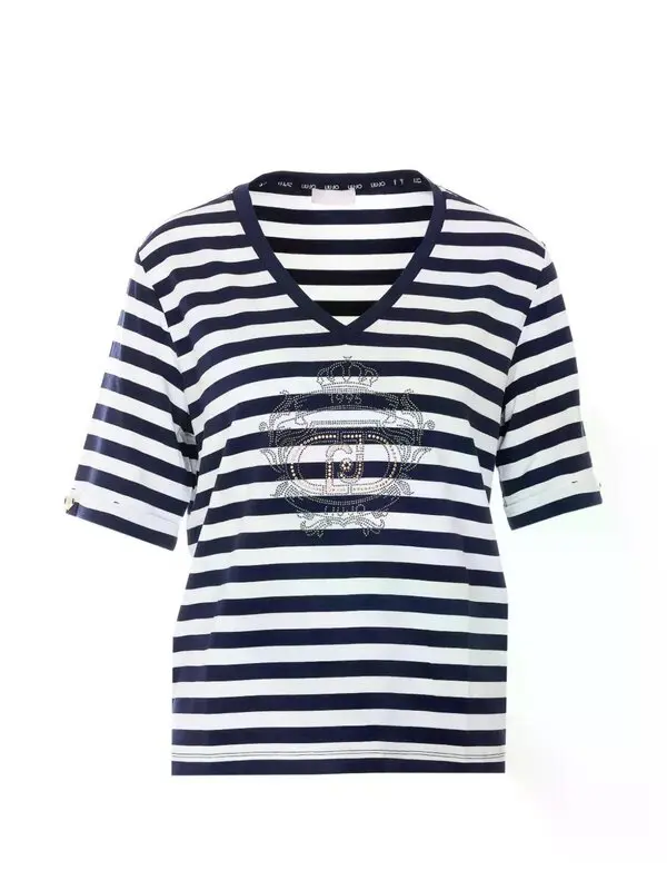 Liu Jo Striped V-neck T-shirt - Blue