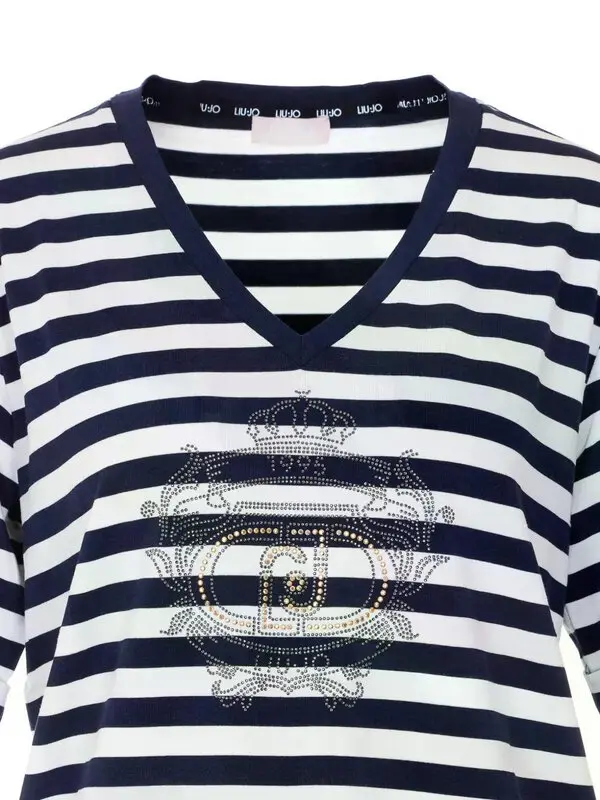 Liu Jo Striped V-neck T-shirt - Blue