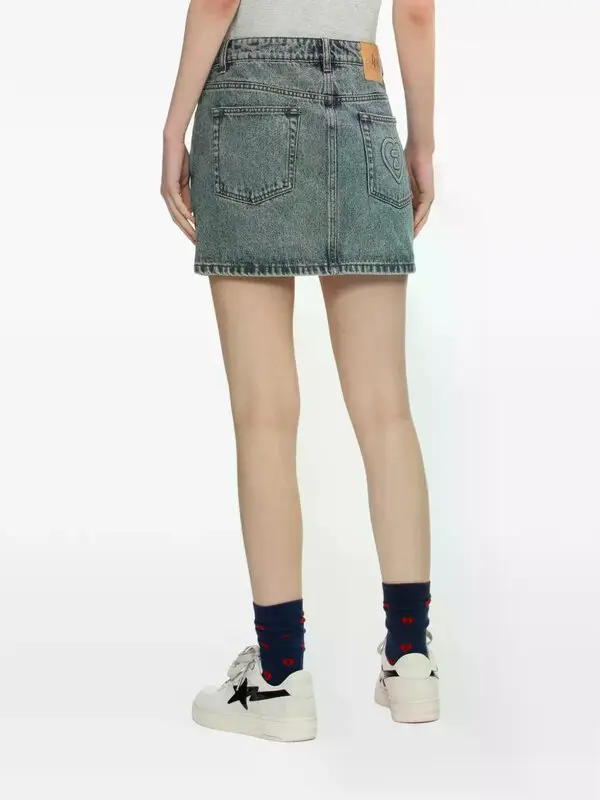 A BATHING APE Heart-motif Denim Mini Skirt