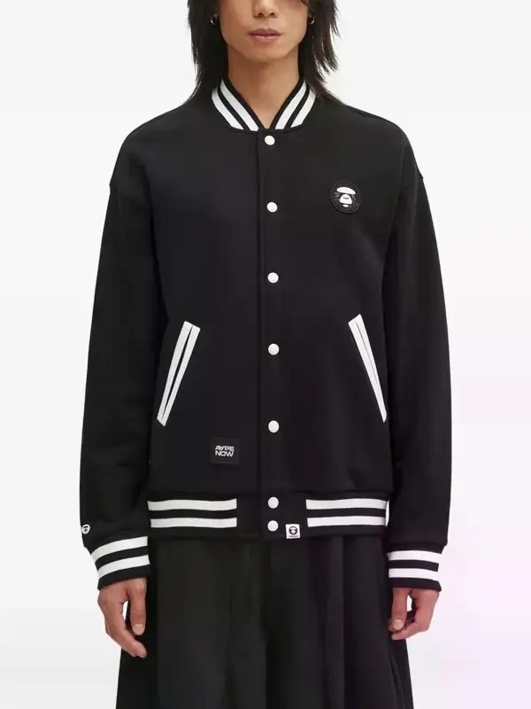 AAPE BY *A BATHING APE Striped-trim Button-fastening Bomber Jacket