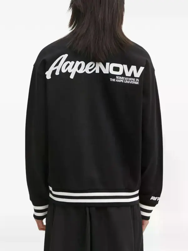 AAPE BY *A BATHING APE Striped-trim Button-fastening Bomber Jacket