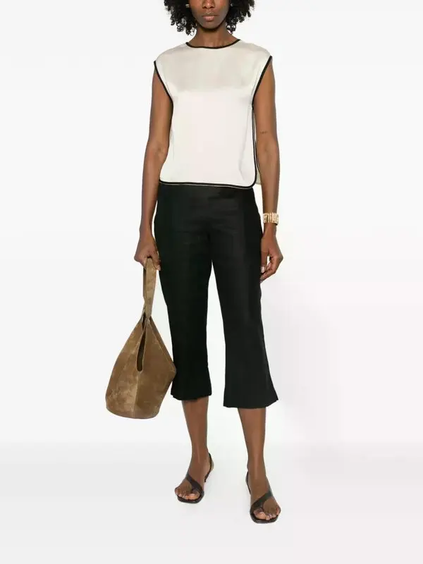 FORTE_FORTE Contrast-trim Sleeveless Blouse - Neutrals