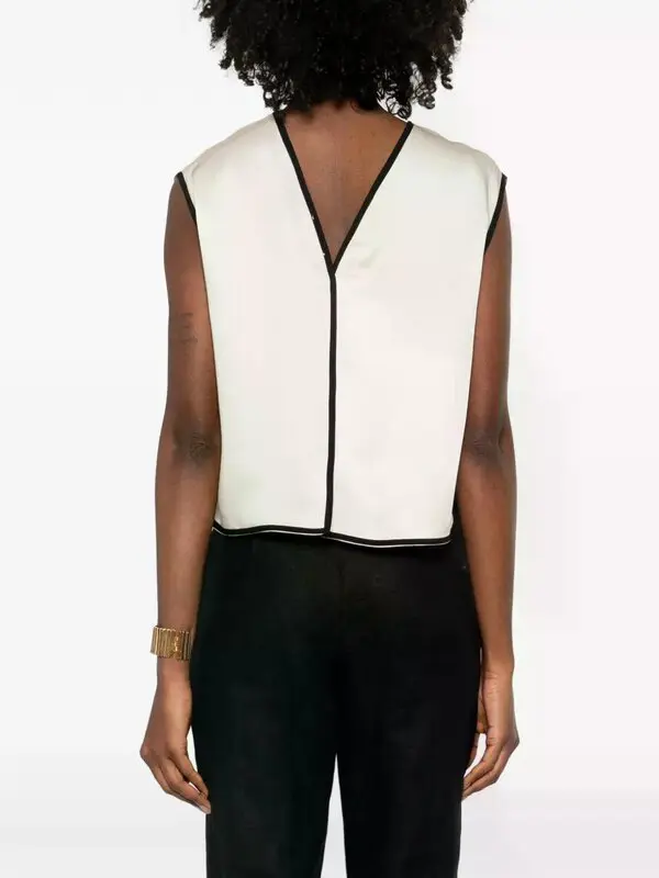 FORTE_FORTE Contrast-trim Sleeveless Blouse - Neutrals