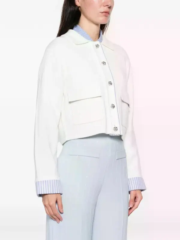 Sandro Polo-collar Cardigan With Striped Cuffs - Neutrals