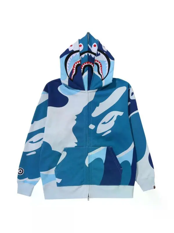 A BATHING APE Camo Shark Hoodie - Blue