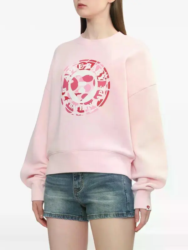 A BATHING APE Round Neck Camo Heart-print Sweatshirt