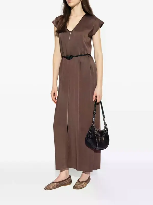 FORTE_FORTE Knot V-neck Maxi Dress - Brown