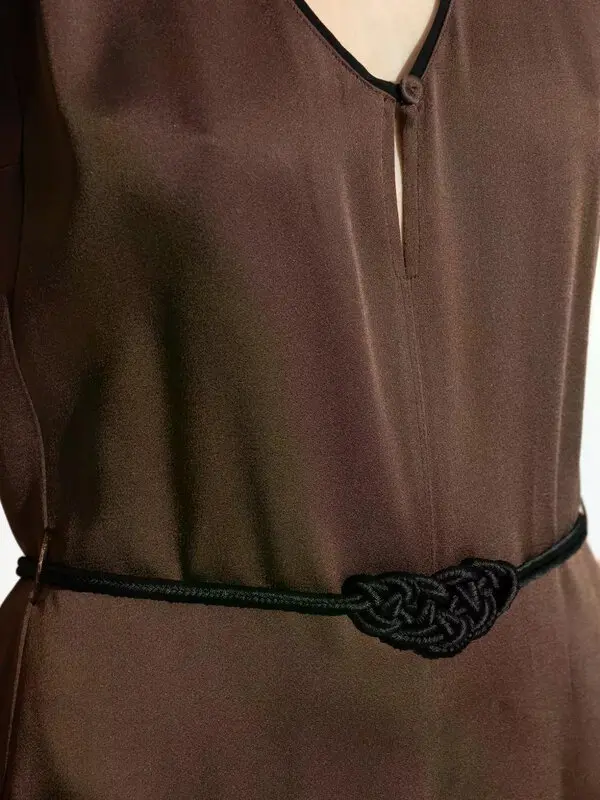 FORTE_FORTE Knot V-neck Maxi Dress - Brown