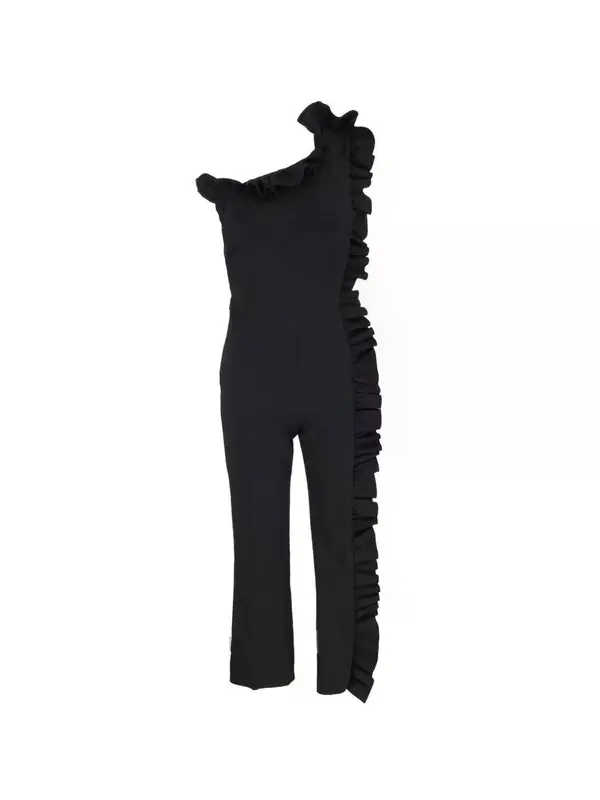 MSGM One-shoulder Ruffle Jumpsuit - Black