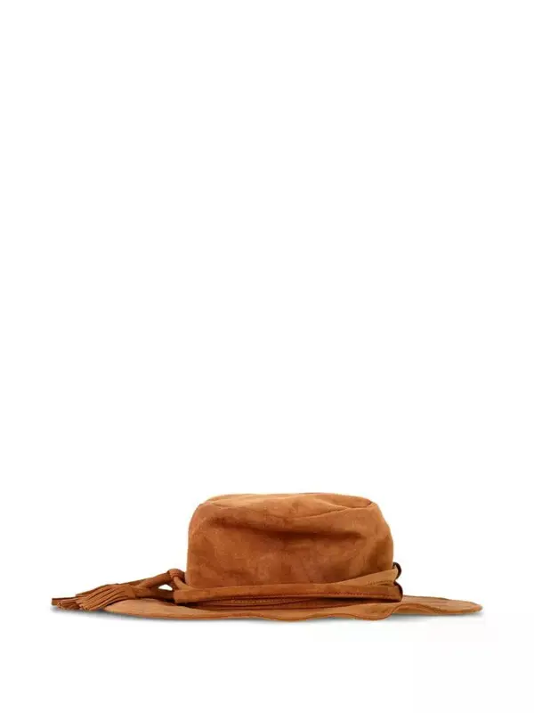 Etro Suede Sun Hat With Tassels - Brown