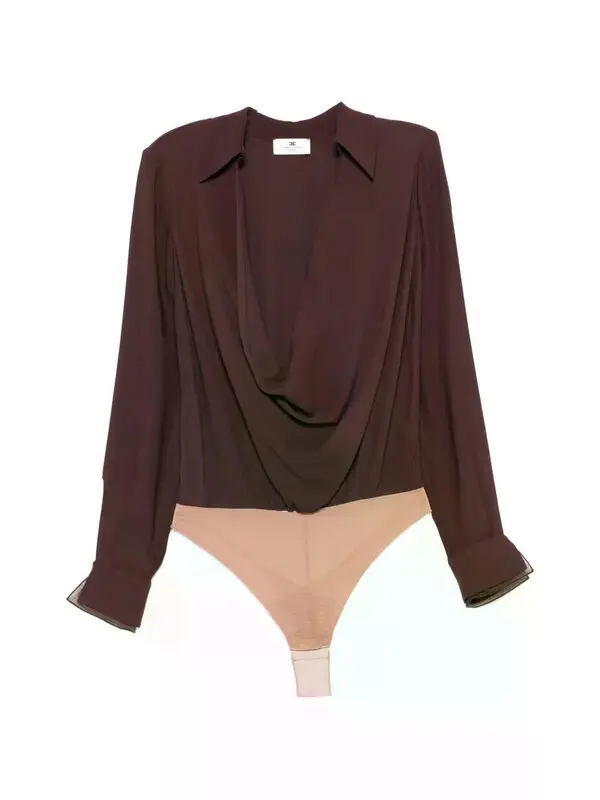 Elisabetta Franchi Draped Long-sleeve Bodysuit