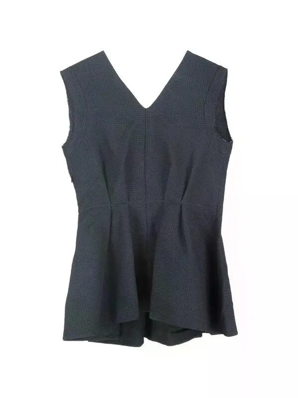 Marni Textured V-neck Peplum Top
