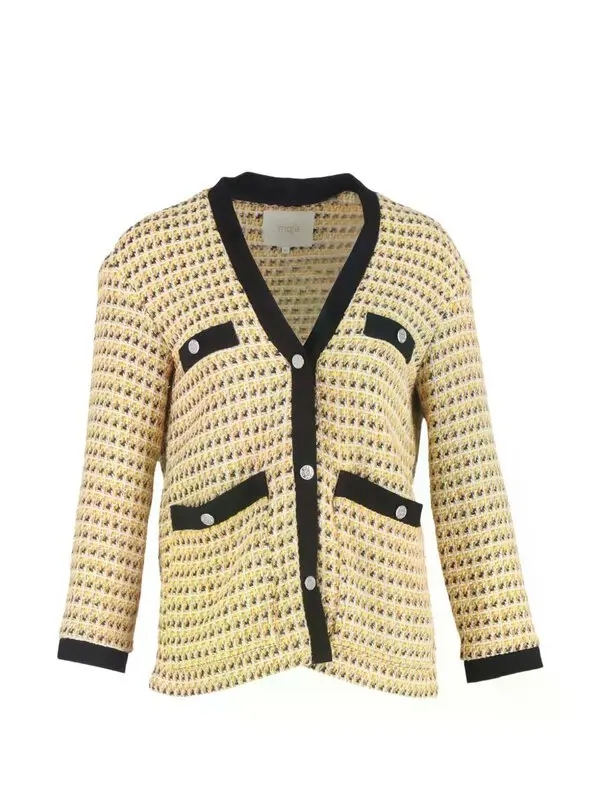 Maje Tweed Metallic Snap-button Cardigan