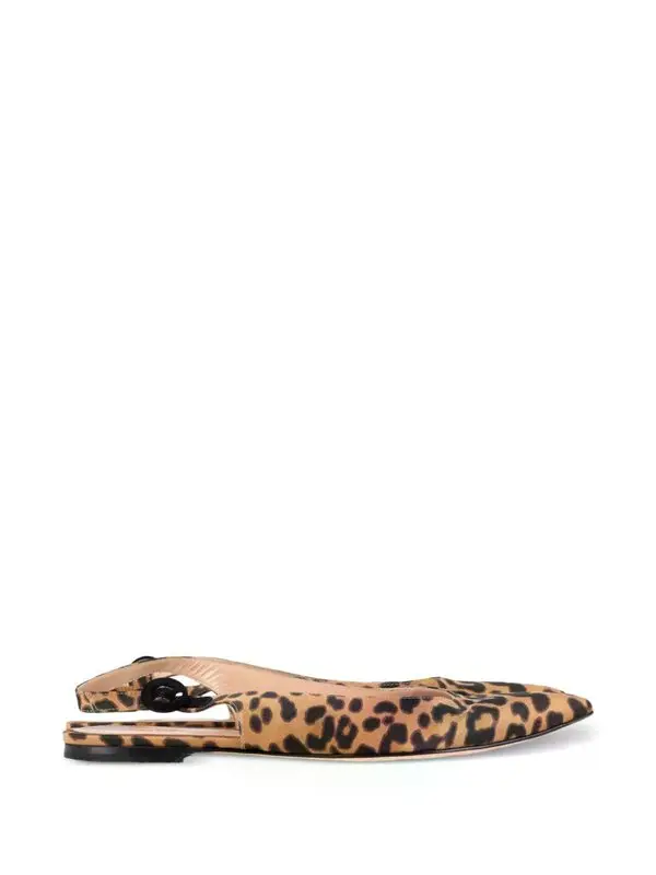GIANVITO ROSSI Leopard Print Slingback Flat Pumps - Neutrals