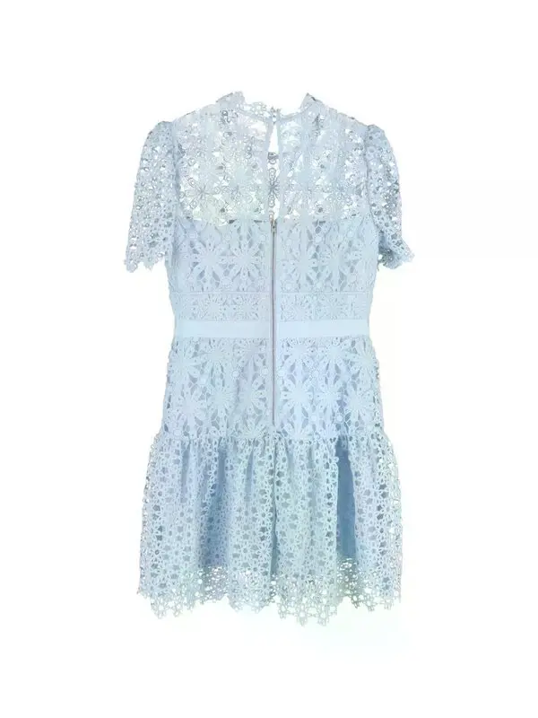 Self-Portrait Floral-Embroidered Lace Mini Dress - Blue | Editorialist