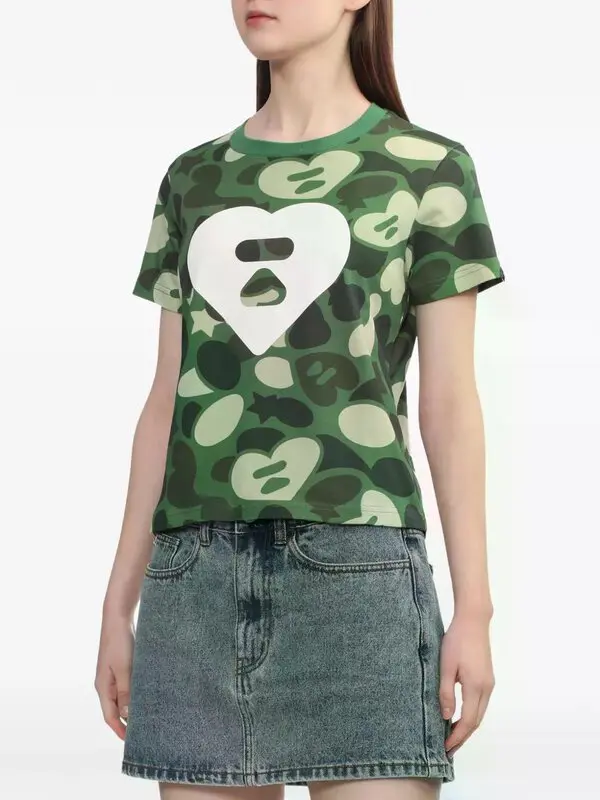 A BATHING APE Camouflage Heart T-shirt - Green