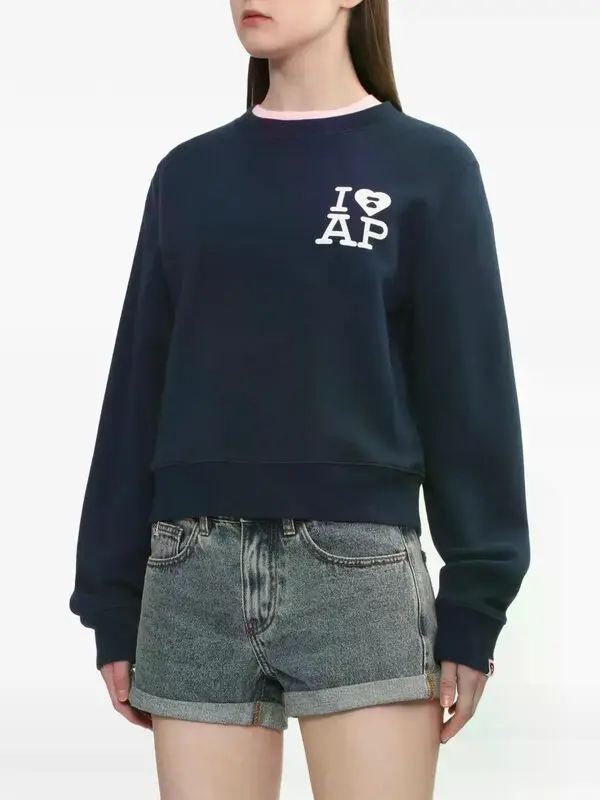 A BATHING APE Logo Cropped Sweatshirt - Blue